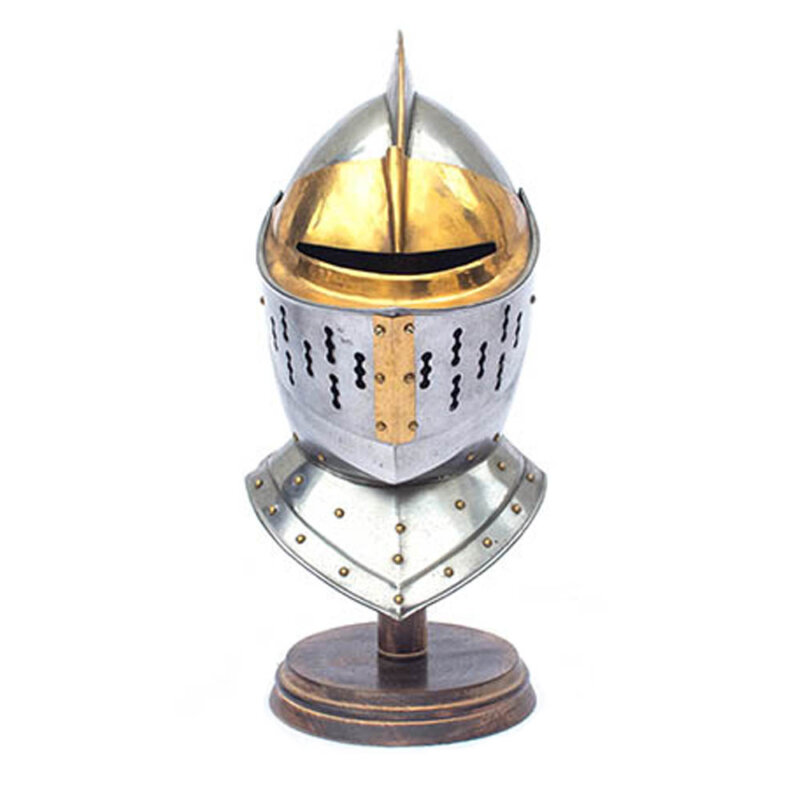 Medieval Style Golden Knight Helmet - MMA Factory