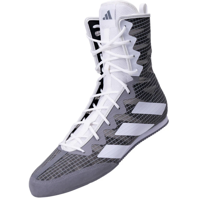 Adidas Box Hog 4 Boxing Shoes - Grey/ White - MMA Factory