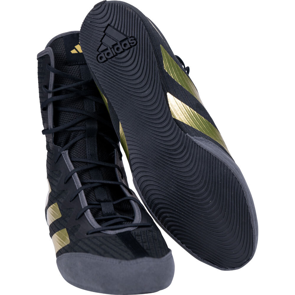 Adidas Box Hog 4 Boxing Shoes - Black/ Gold - MMA Factory